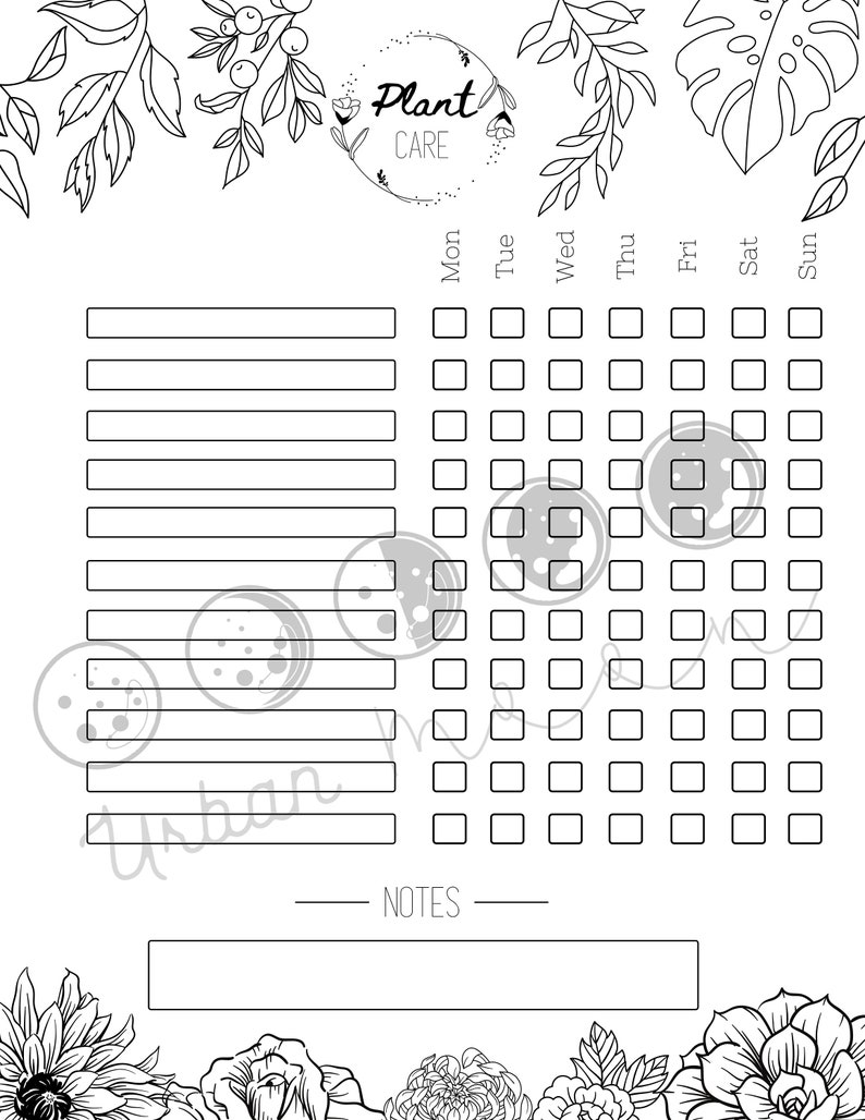 Plant Care Tracker PRINTABLE DIGITAL DOWNLOAD at Home Water and Feed ...