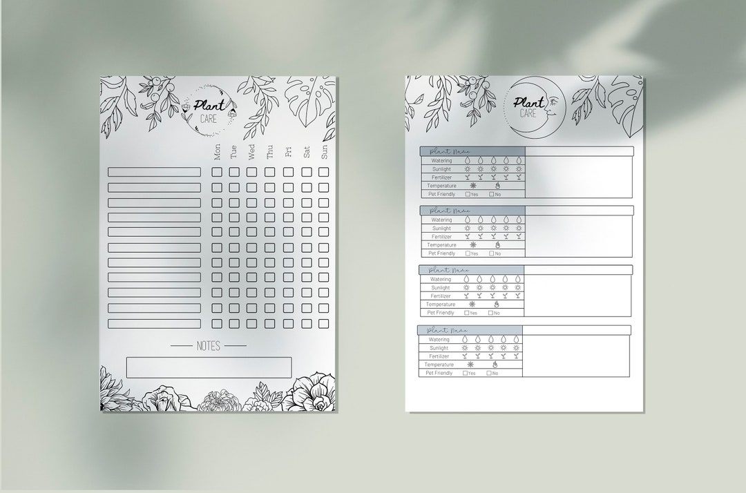 Plant Care Tracker PRINTABLE DIGITAL DOWNLOAD at Home Water and Feed ...