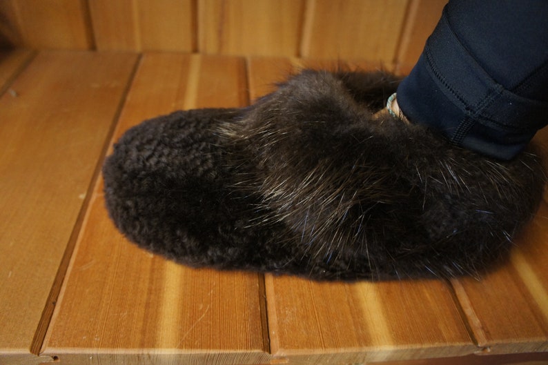 Real Fur Beaver Slippers For Women & Men sizes 5 to 12 | Etsy