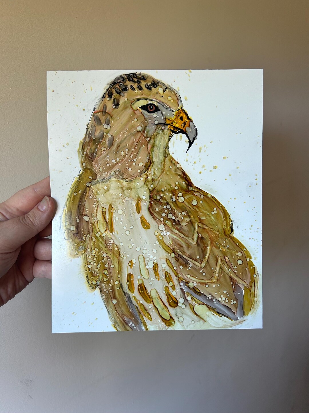 Red Tailed Hawk / 8x10 / Original Alcohol Ink Painting / Abstract ...