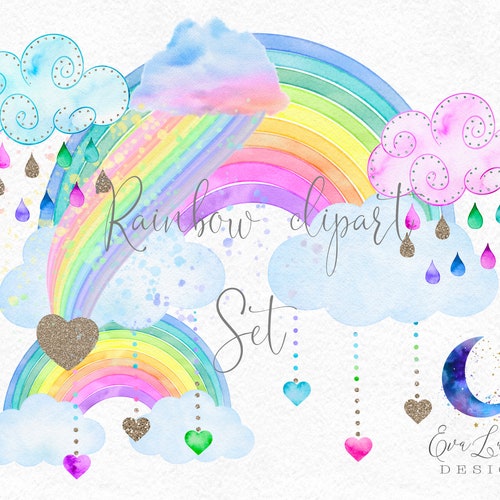 Watercolor Rainbow Clip Art Hand Painted Rainbow Watercolour - Etsy