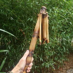 Hand-held Bamboo Wind Chime Rattle, Natural Percussion Instrument for ...