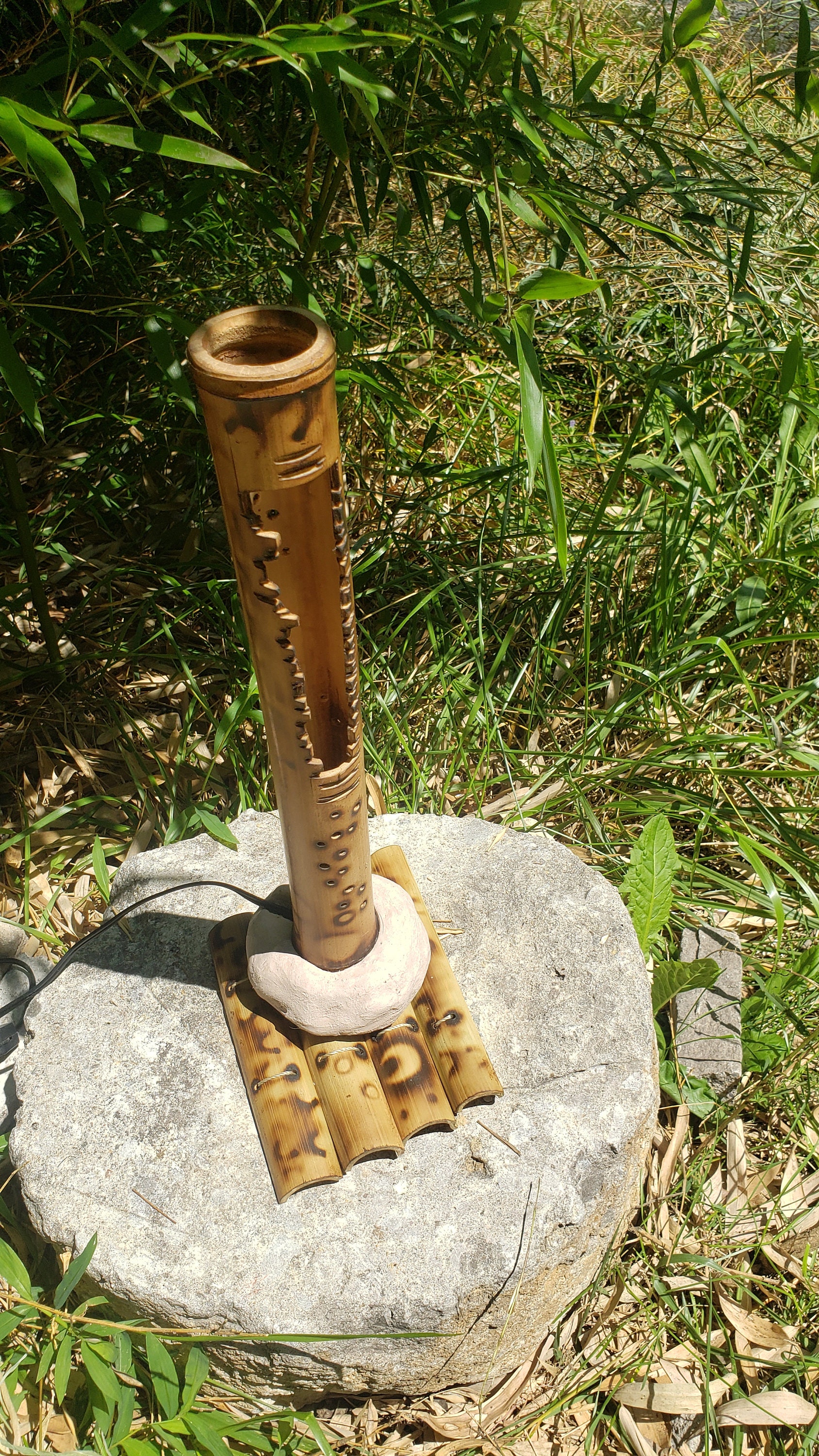 Cool Night Light, Bamboo Art Sculpture, 1-of-a-kind Hand Made Table ...