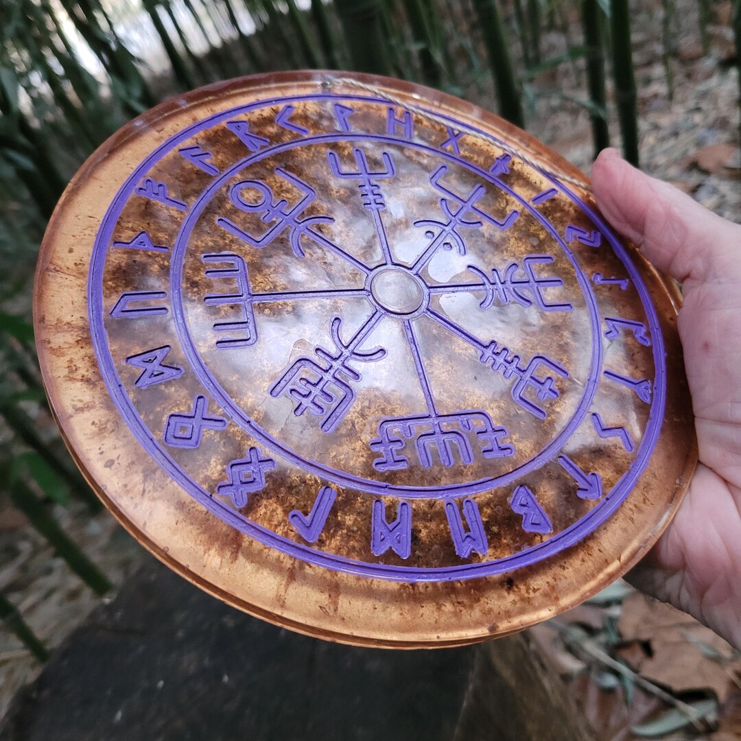 Vegvasir Norse Decor, Nordic Compass, Bamboo and Epoxy Resin for Wall ...