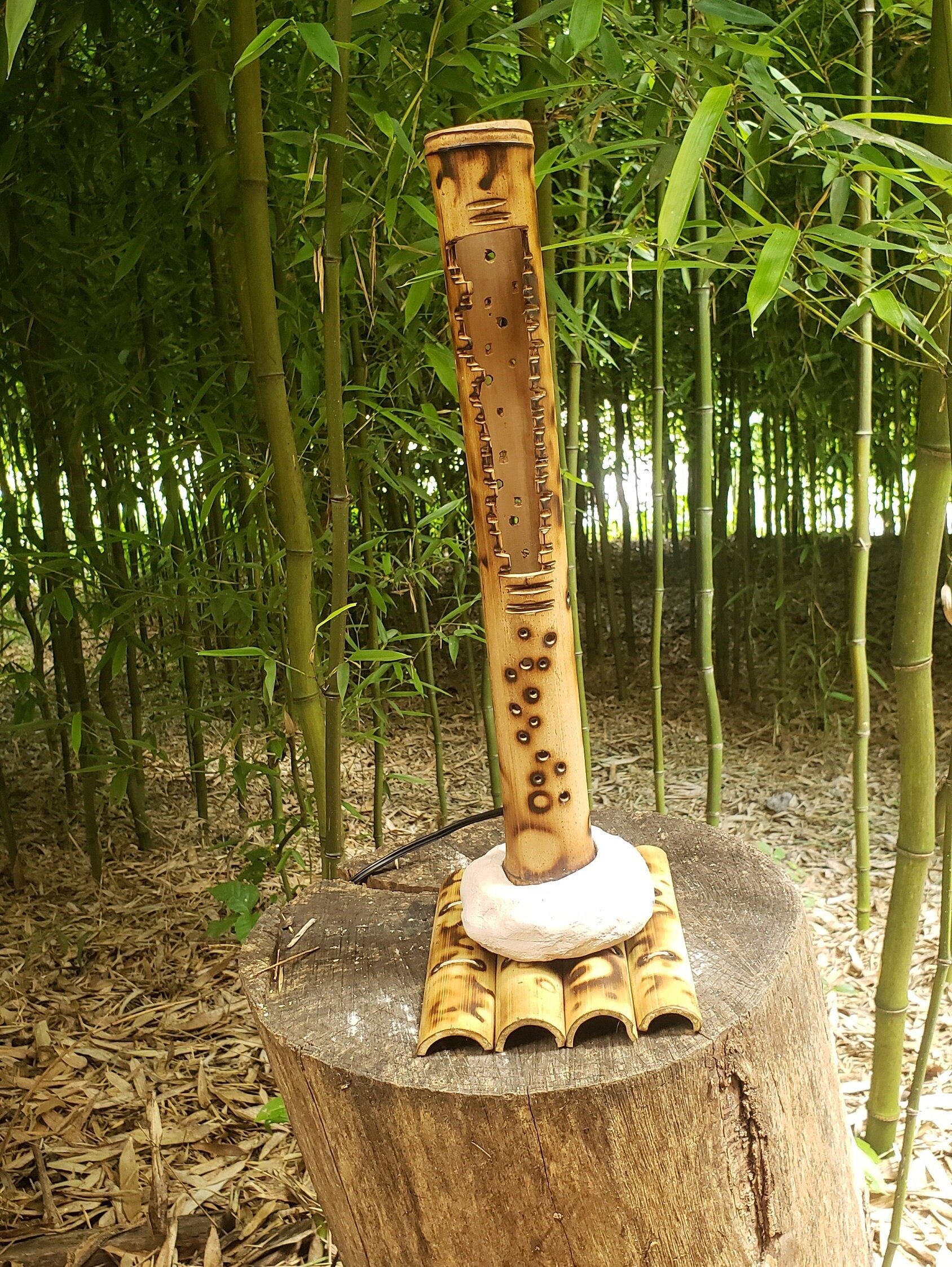 Cool Night Light, Bamboo Art Sculpture, 1-of-a-kind Hand Made Table ...