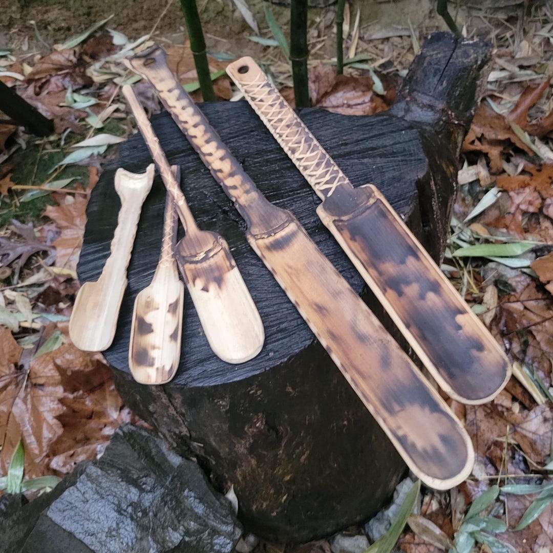 5 Kitchen Utensils From USA Organic Bamboo. All Natural Wooden Stirring ...