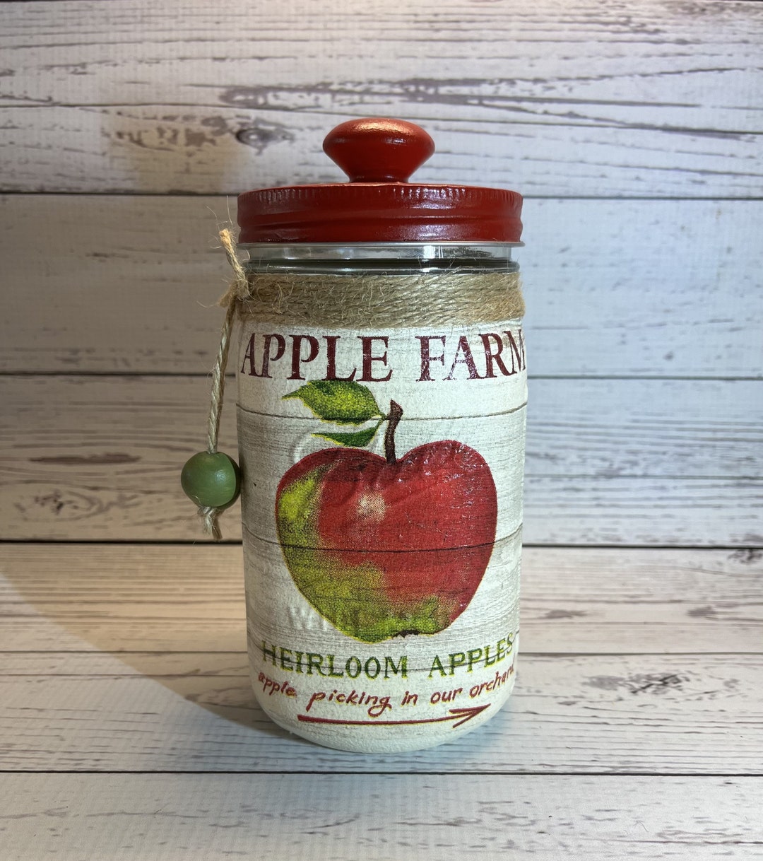 APPLE FARM, Apple Decor, Kitchen Decor, Mason Jars, Glass Canister ...