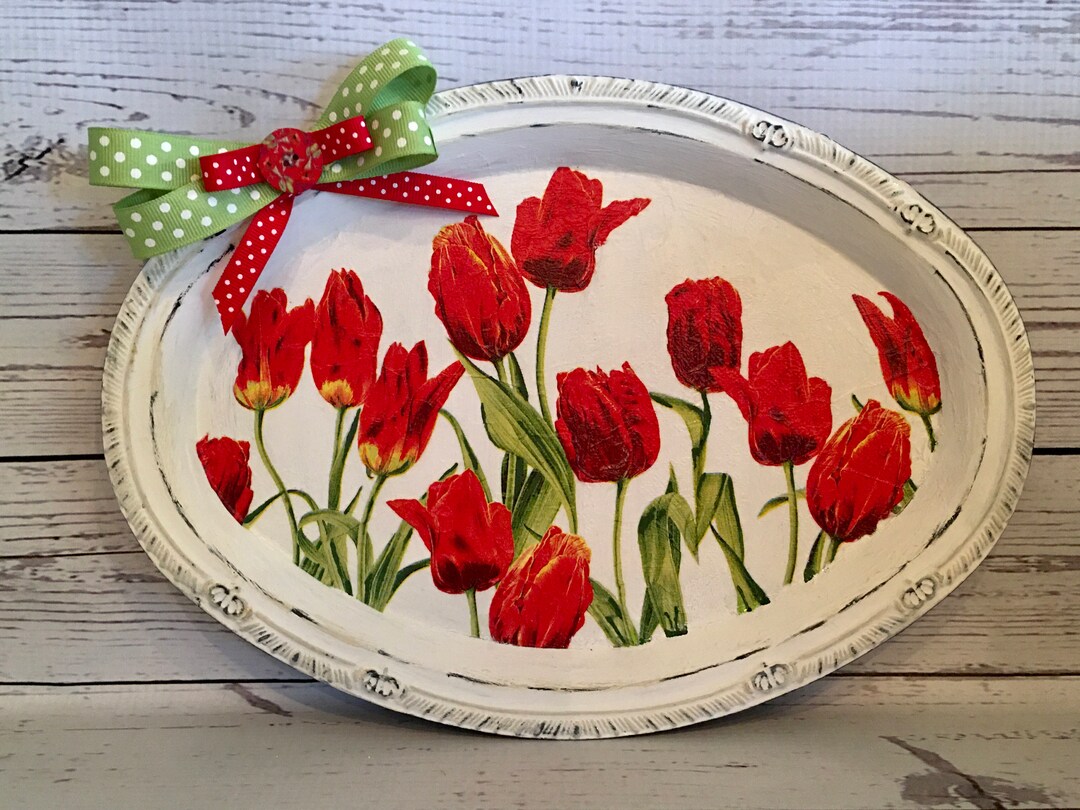 RED TULIPS Sign Metal Sign Farmhouse Sign Floral Sign Decoupage - Etsy