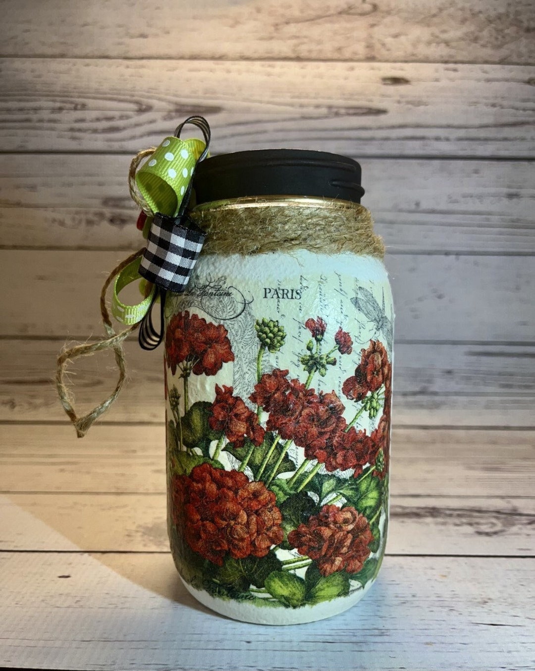 RED GERANIUMS, Red Flowers, Flower Vase, Glass Container, Glass Storage ...