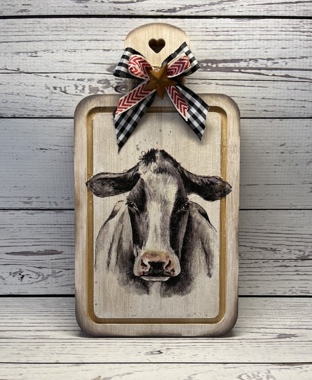 COW LOVER Farmhouse Cow Cow Gift Black and White Cow Wood - Etsy