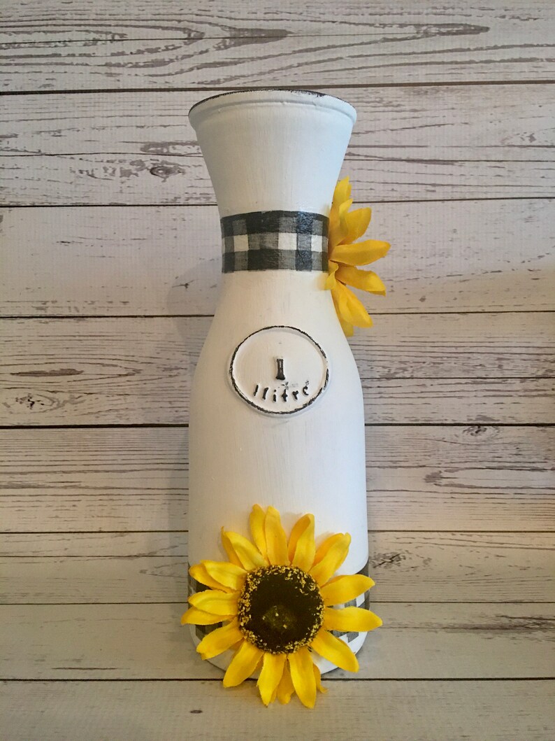 FARM FRESH SUNFLOWERS Sunflower Decor Buffalo Check Glass Vase - Etsy