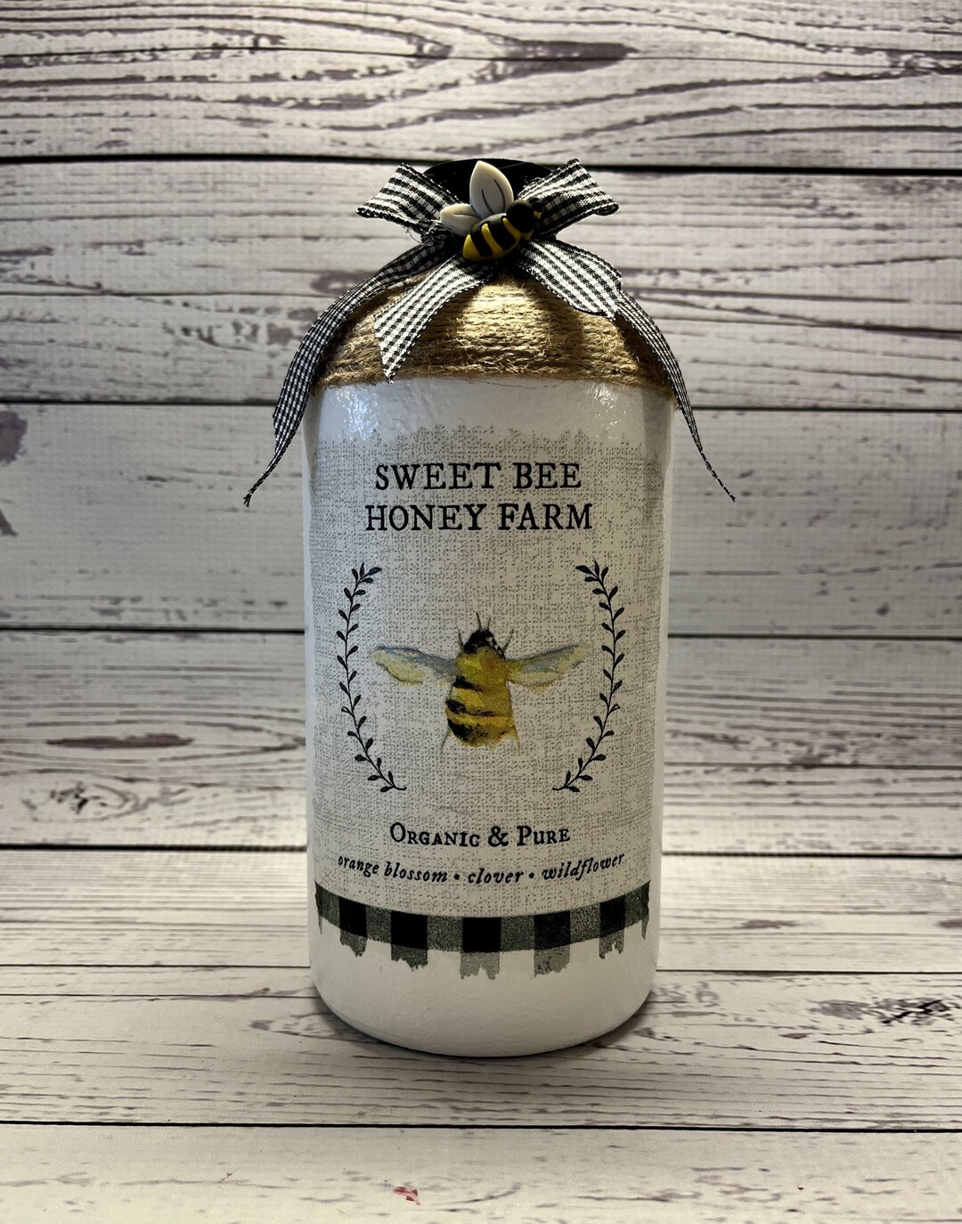 BEE LOVER, Bee Decor, Bee Jar, Glass Canister, Glass Jar, Decoupage ...