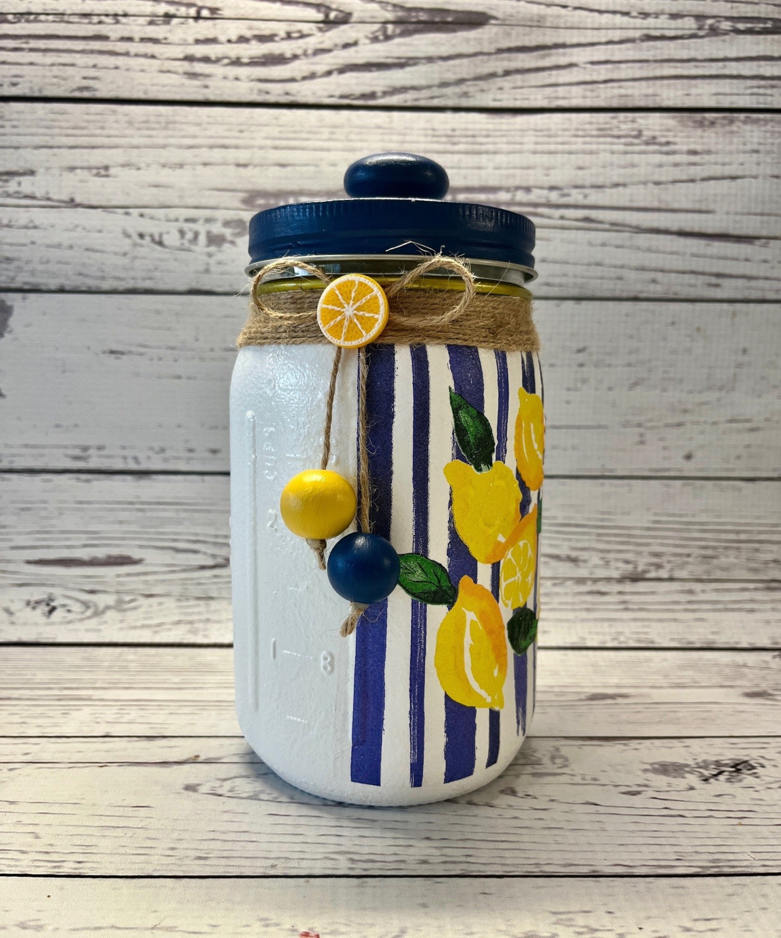 Hand Painted Lemon Mason Jar: Decoupage Kitchen Decor - Etsy