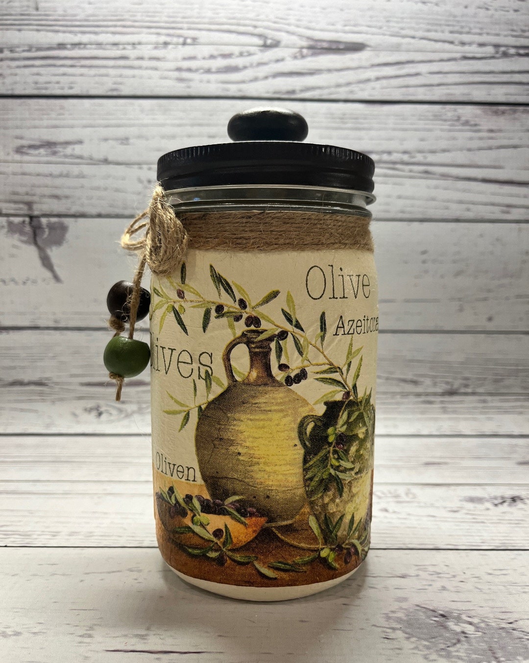 OLIVES AND IVY, Tuscan Decor, Olive Jar, Candy Jar, Mason Jars, Tea ...