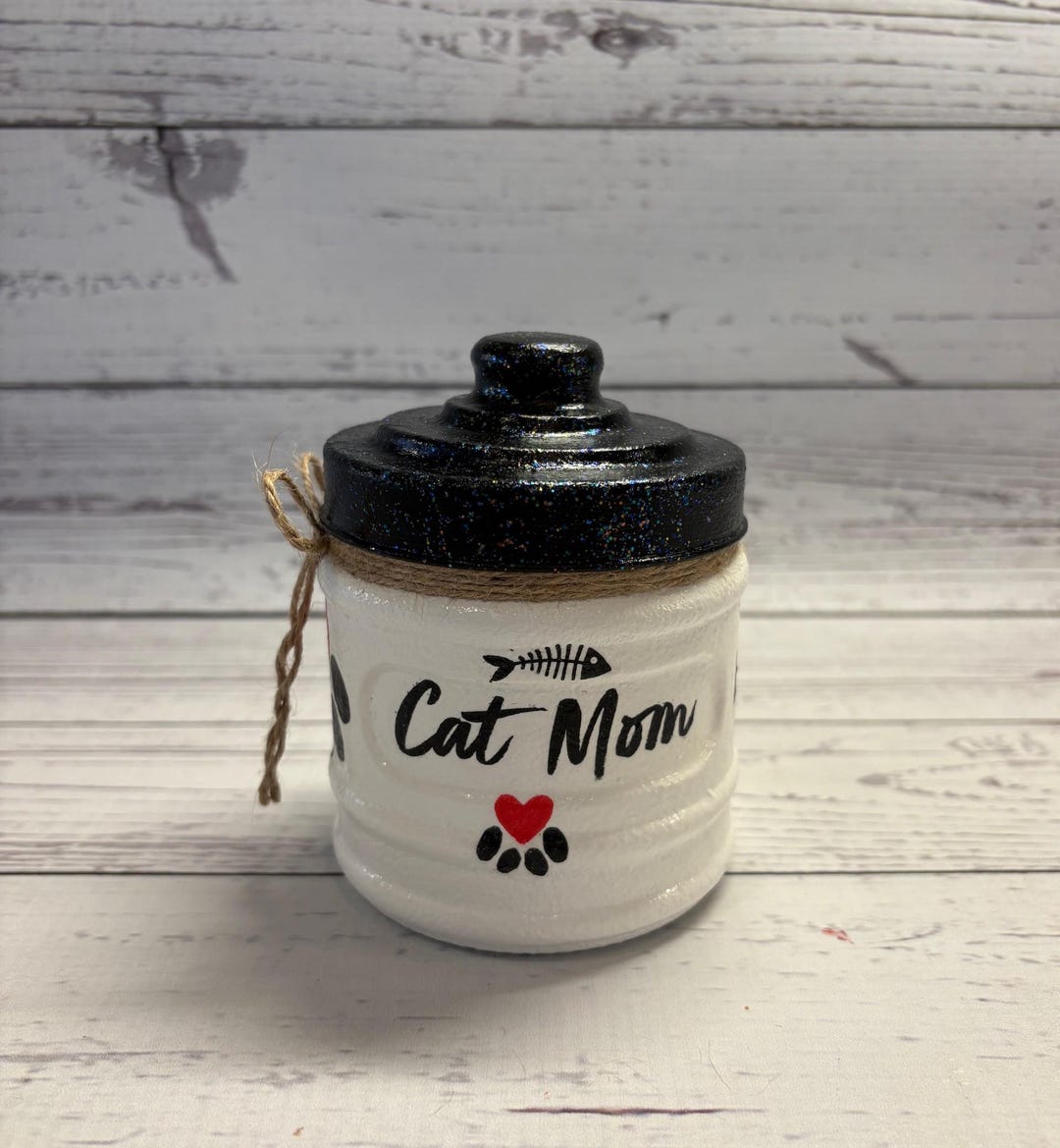 Decoupage Cat Treat Jar: Hand Painted Glass Canister - Etsy