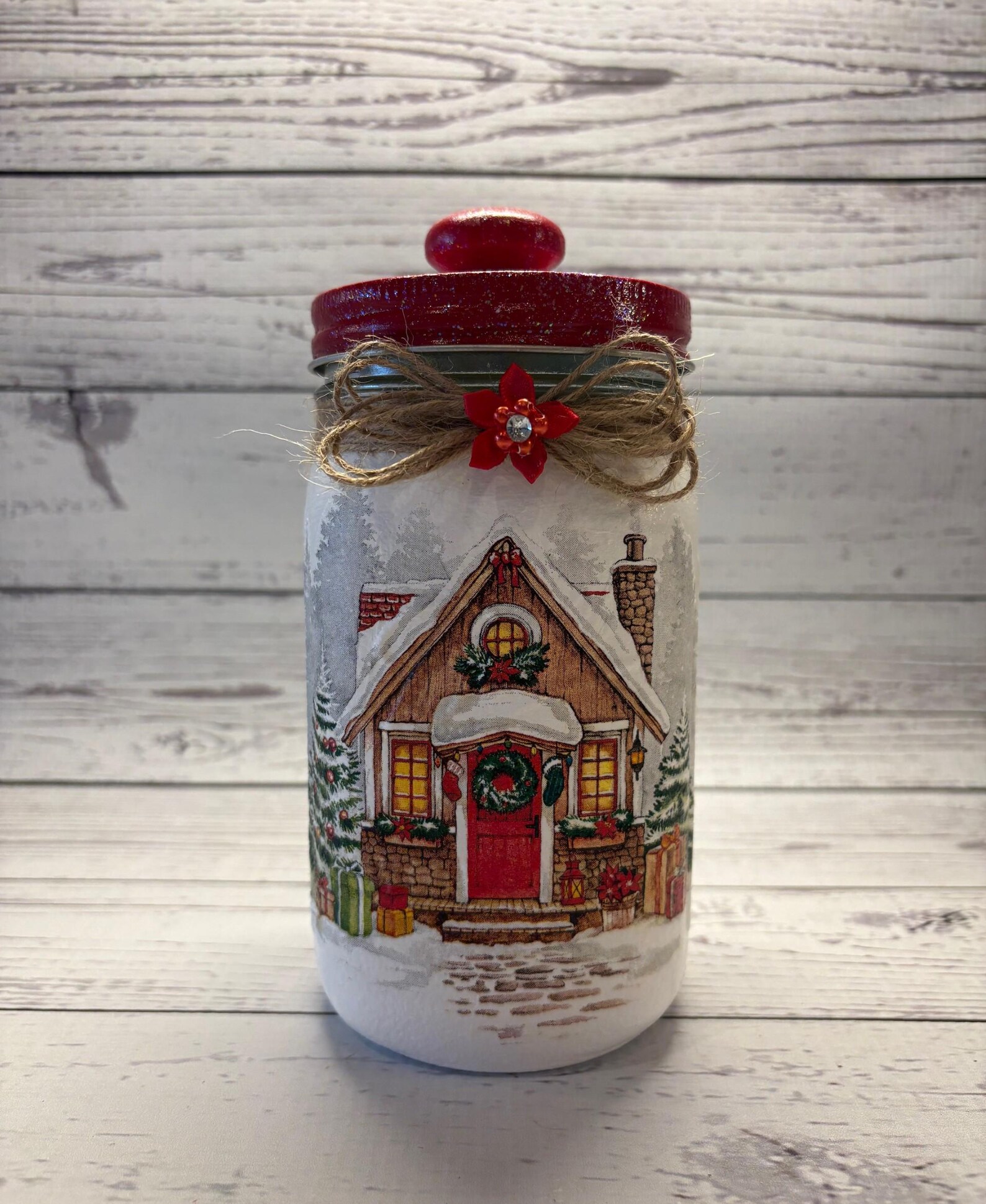 Christmas Gingerbread House Jar: Decoupage Candy or Cookie Jar - Etsy