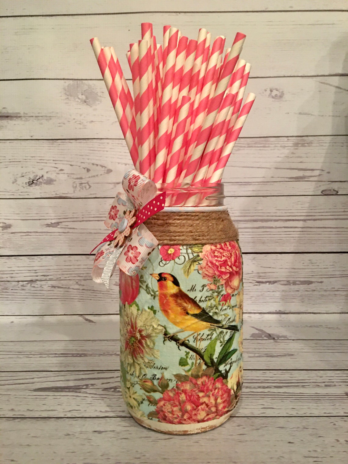 BIRD LOVER Bird Decor Spring Flowers Bird Gifts Mason Jar - Etsy