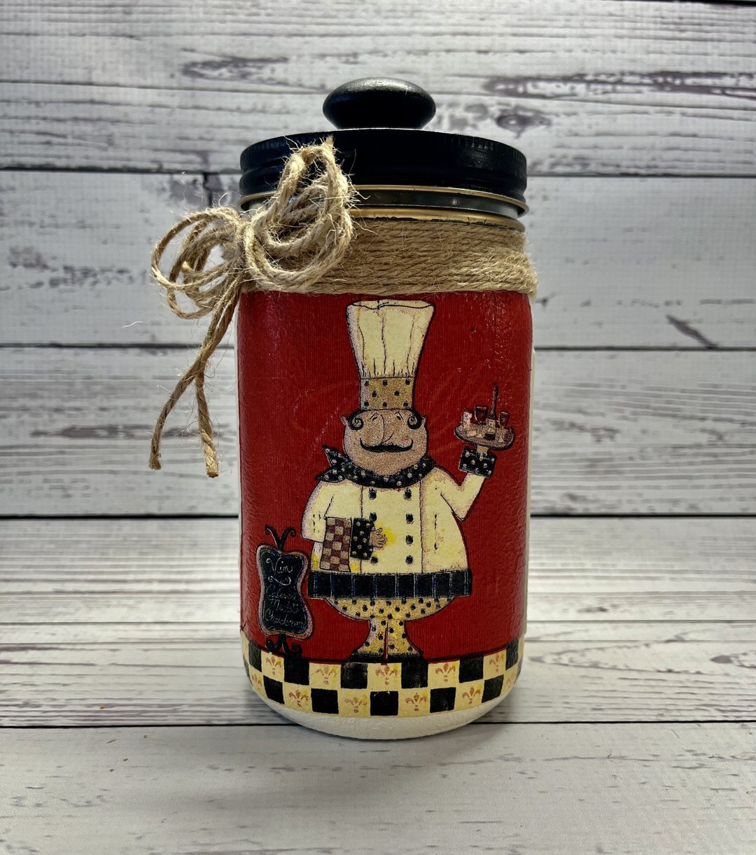CHEF DECOR, Kitchen Chef, Kitchen Decor, Chef Gift, Mason Jar Decor ...