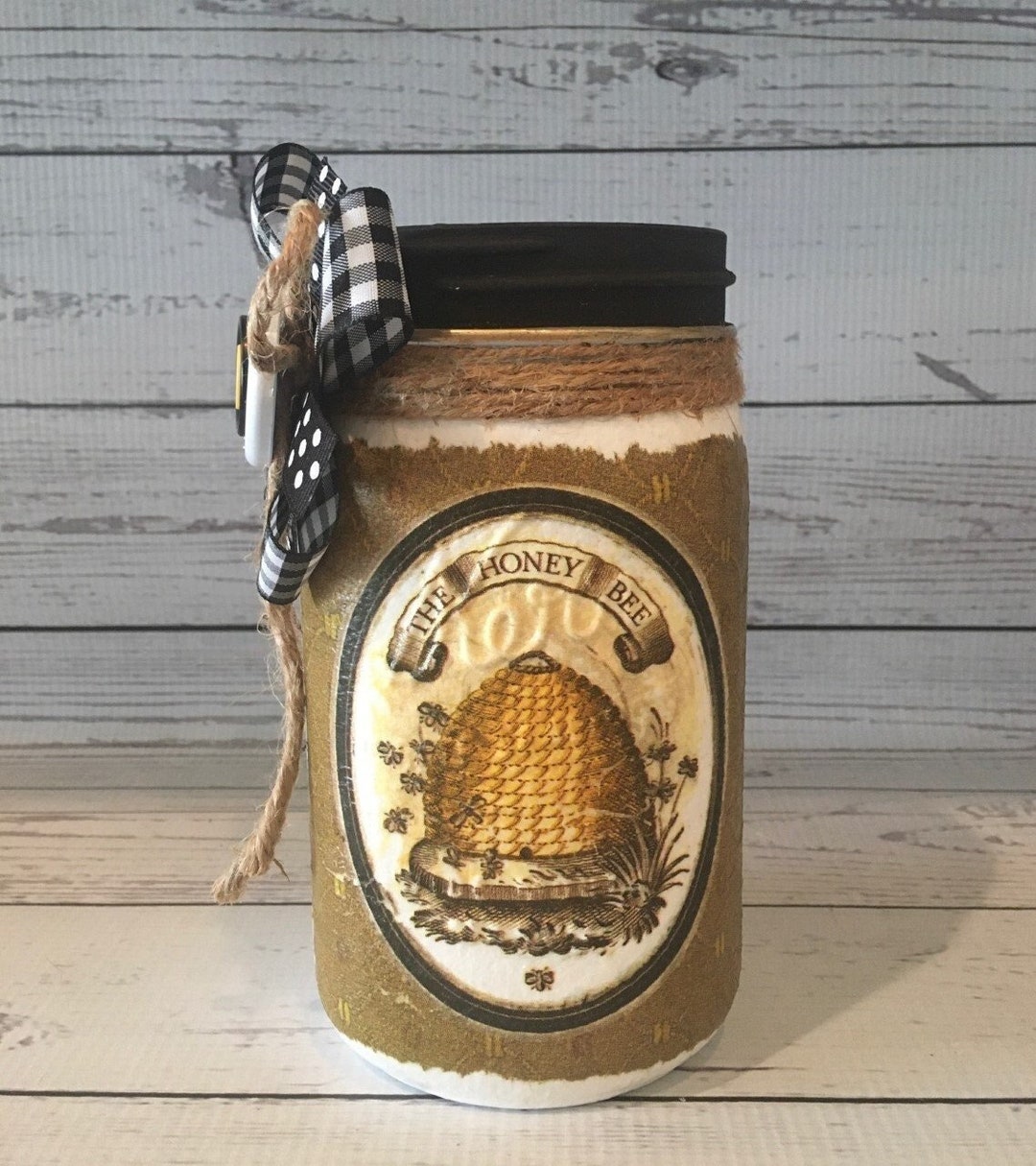 HONEYBEE HOUSE, Bee Decor, Bee Lover, Bee Canister, Bee Mason Jar, Bee ...