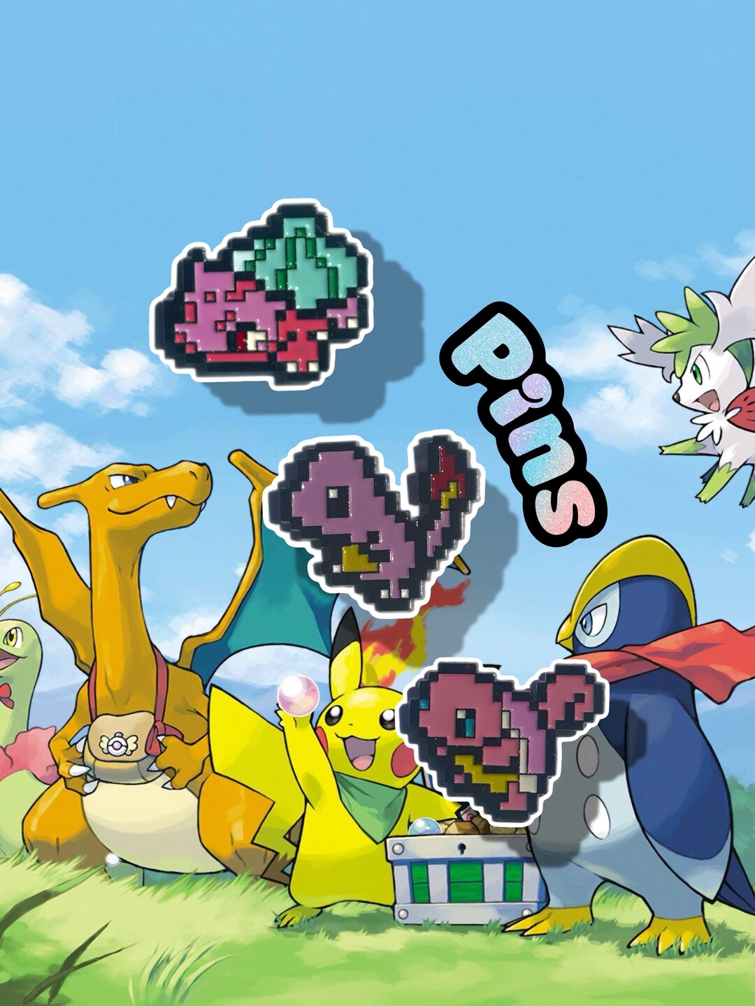 Starter Pokemon Pixelated Pins Bulbasaur Charmander Squirtle - Etsy