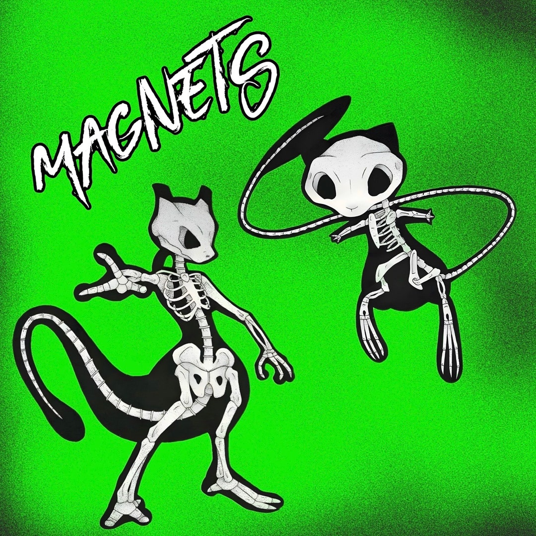 Pokémon Mewtwo & Mew Skeleton Magnets Pack - Etsy