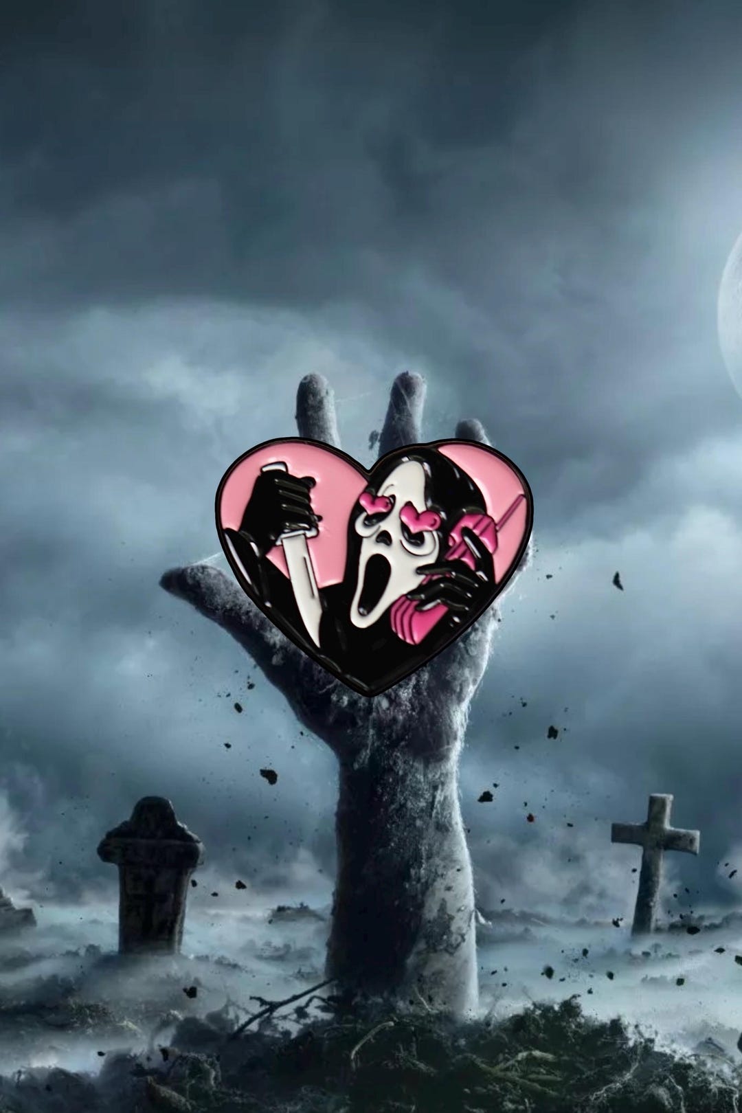 In Love Ghost Face Scream Cell Phone Cartoon Pin - Etsy