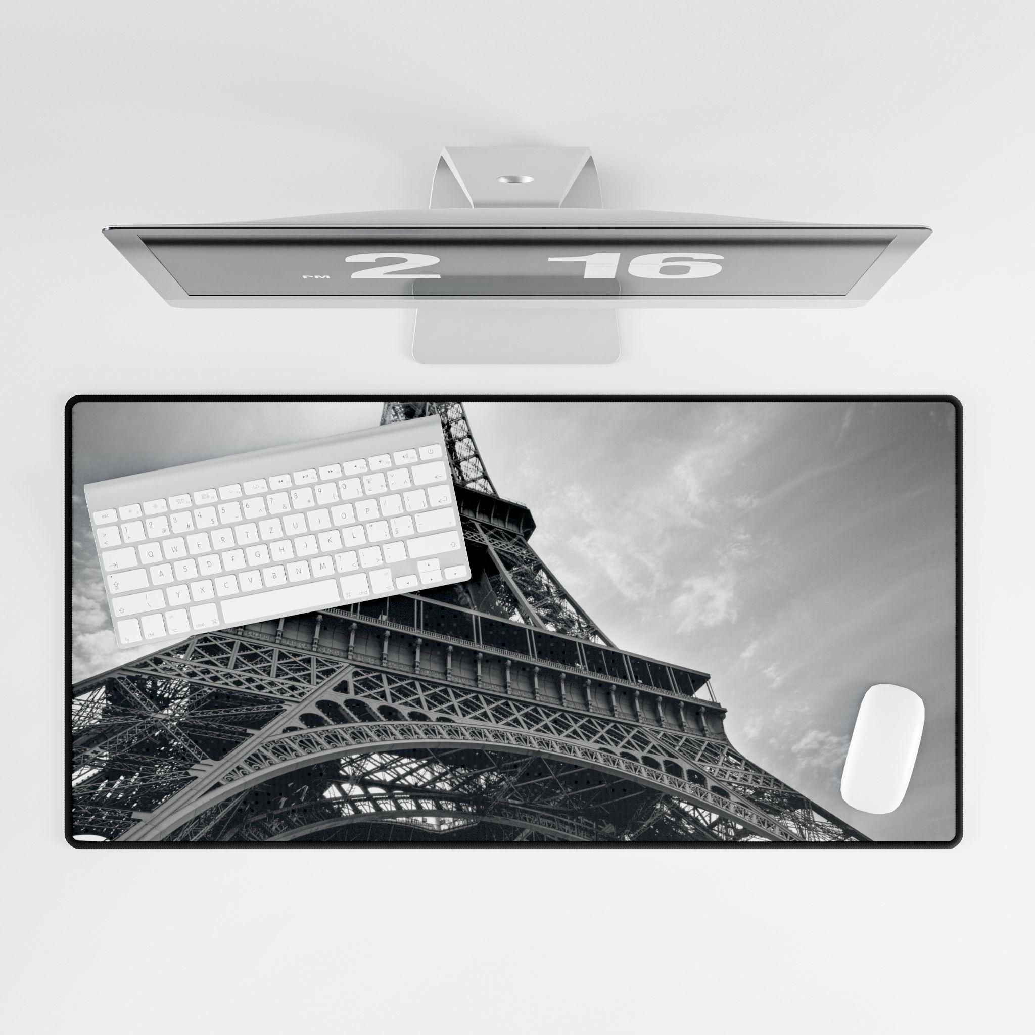 Eiffel Tower Desk Mat, Parisian Desk Accessories, Monochrome Mouse Pad ...