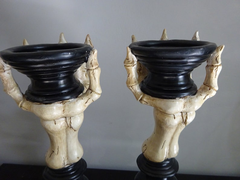 SKELETON HAND Candlesticks-gothic Halloween Skeleton Candle Holders ...