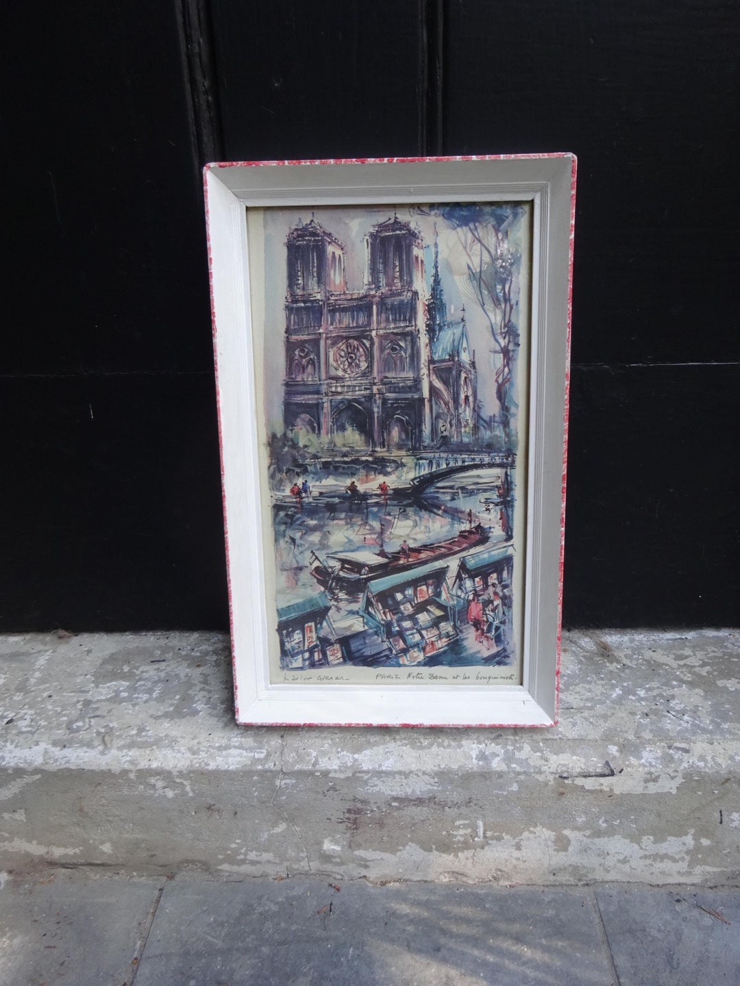 MARIUS GIRARD Signed Print-notre Dame Cathedral Vintage Print-mcm 1950s ...