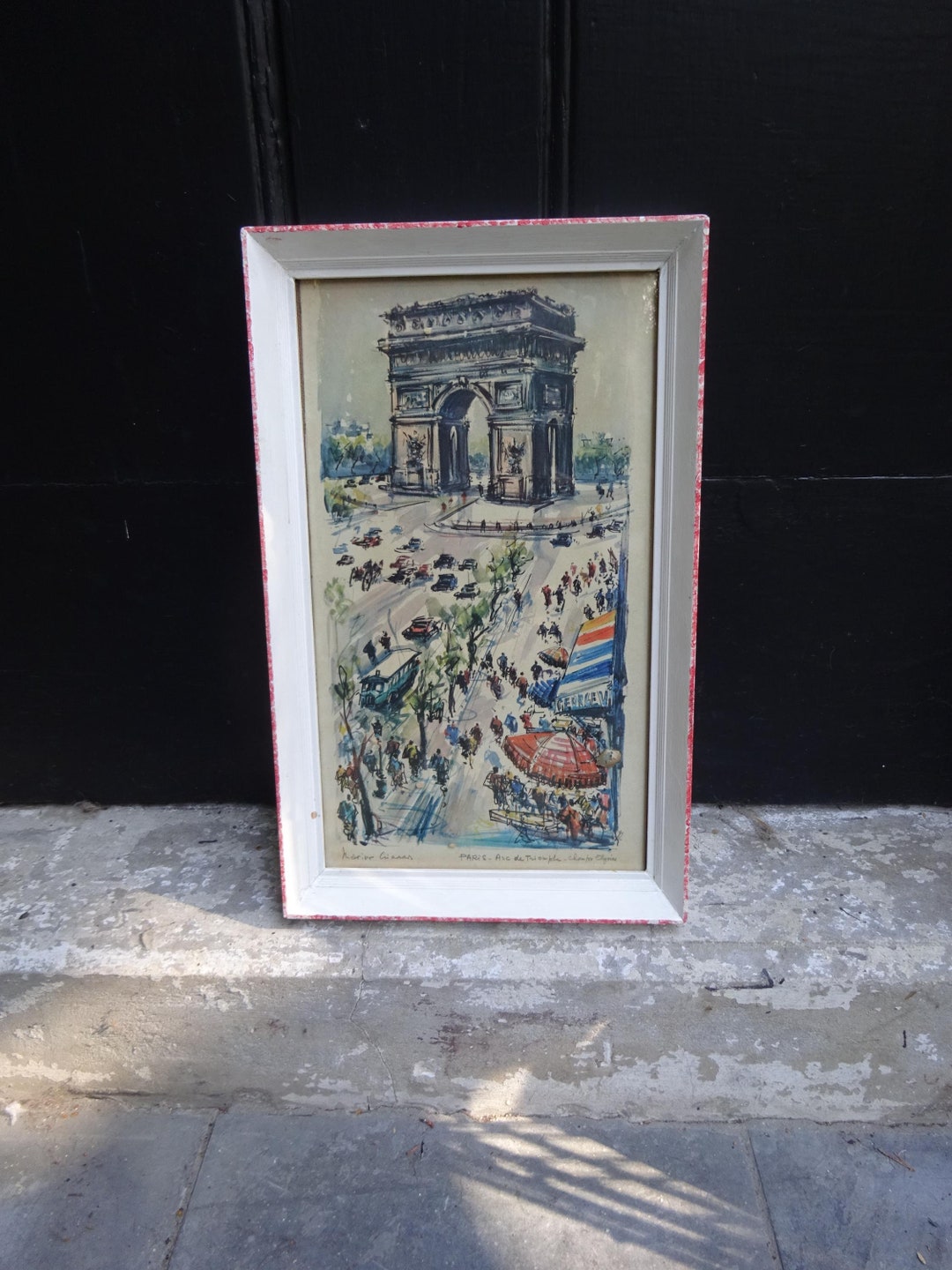 MARIUS GIRARD Signed Print-vintage L'arc De Triomphe Print-mcm Vintage ...