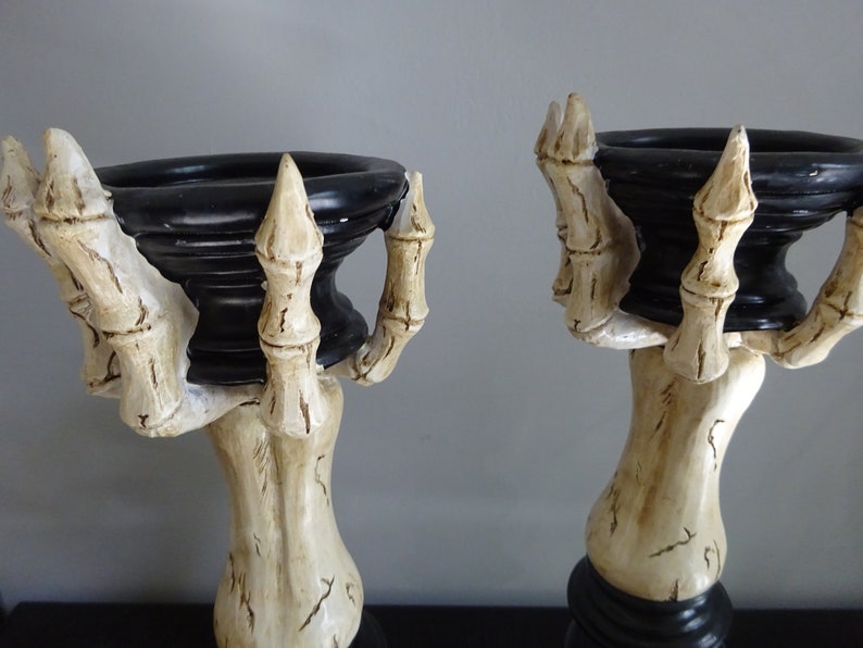 SKELETON HAND Candlesticks-gothic Halloween Skeleton Candle Holders ...