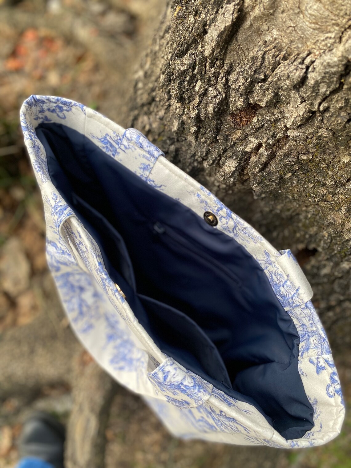 Blue Toile Handbag Blue Toile Bag Handmade Bag - Etsy