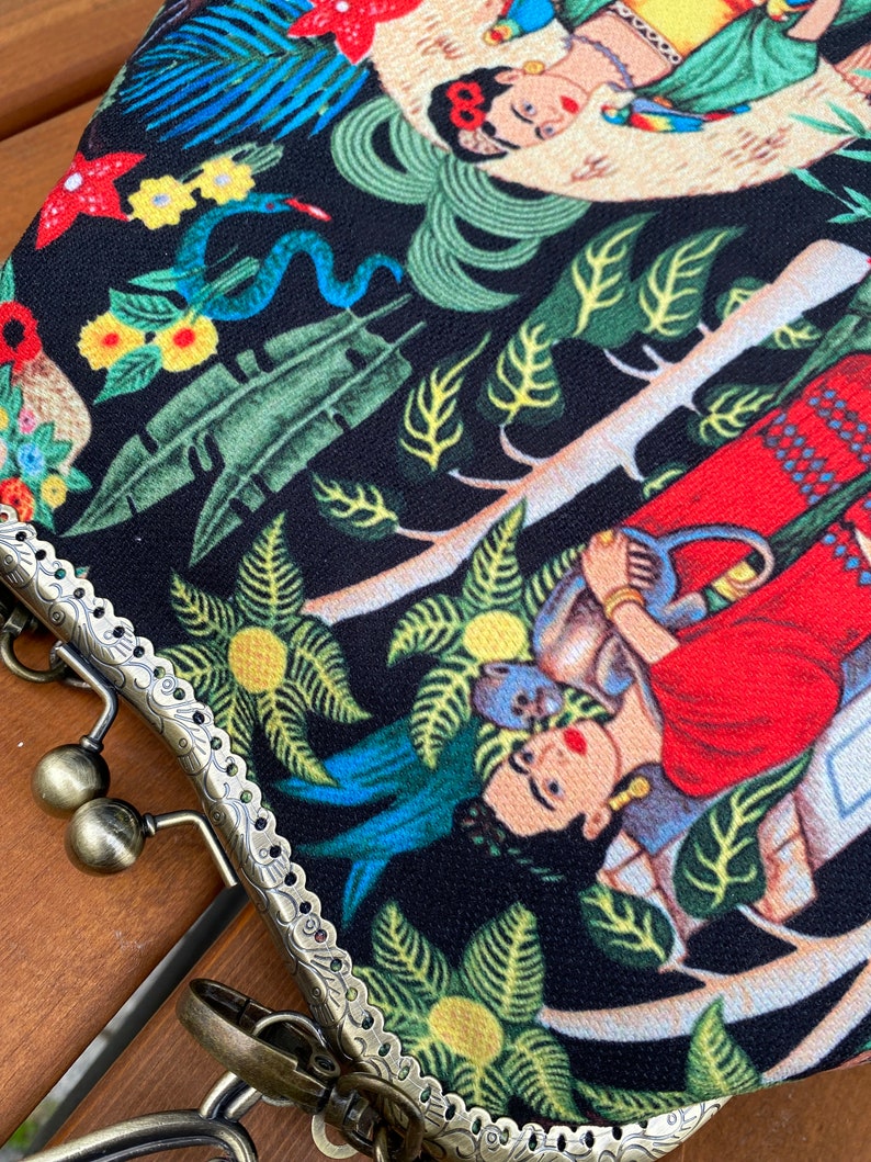 Handmade Frida Kahlo Vintage Kiss Lock Bag - Etsy
