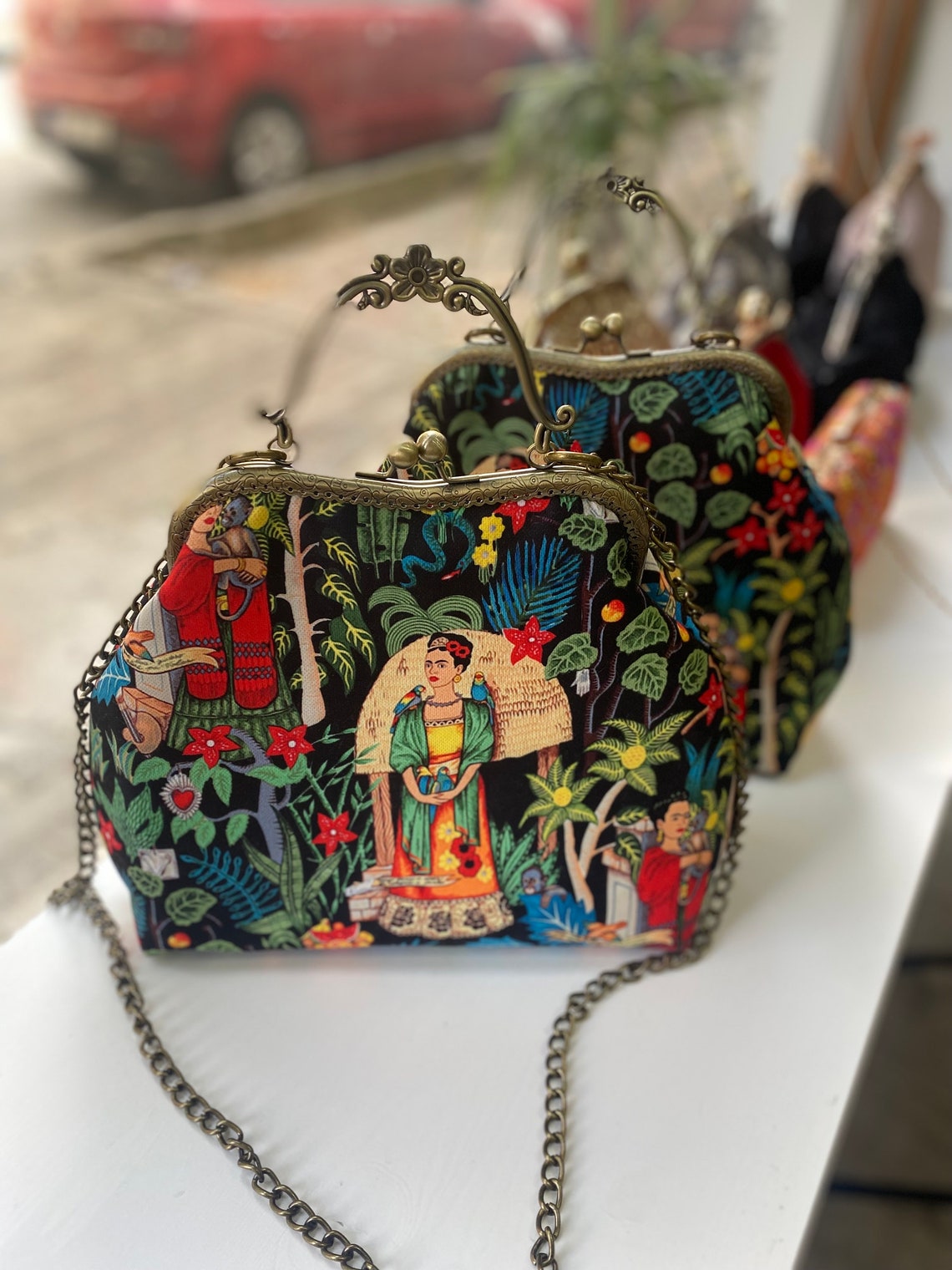 Handmade Frida Kahlo Vintage Kiss Lock Bag - Etsy