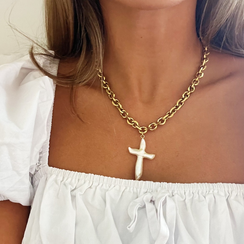 Chunky Cross Necklace - Etsy