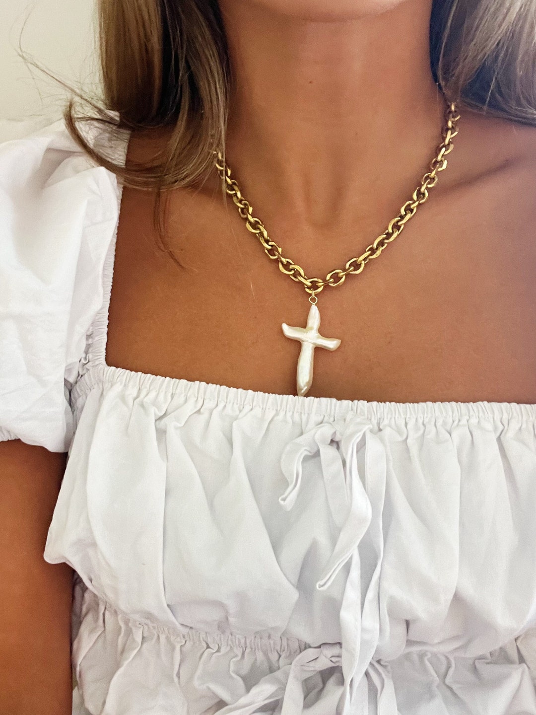 Chunky Cross Necklace - Etsy