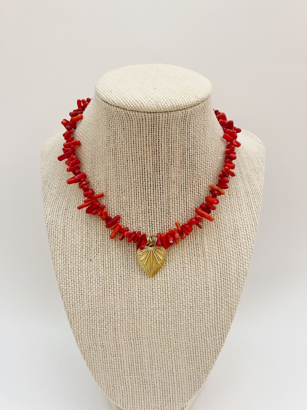 Red Fringed Heart Necklace - Etsy