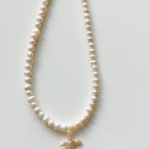 Large Pearl Cross Necklace - Etsy