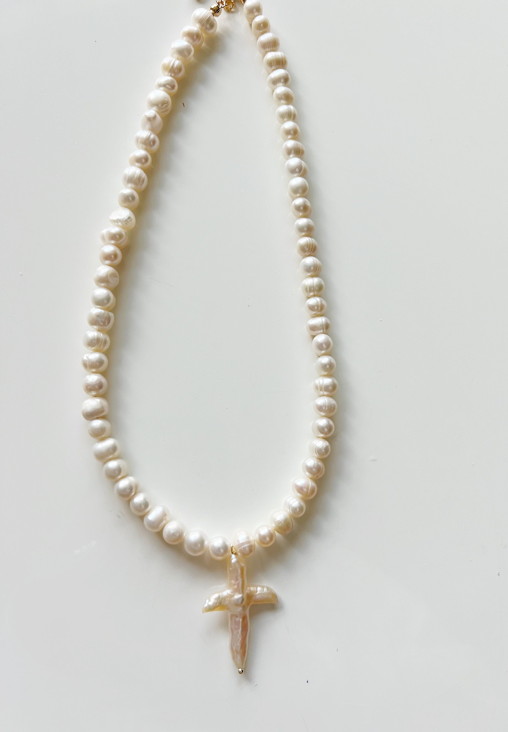 Large Pearl Cross Necklace - Etsy
