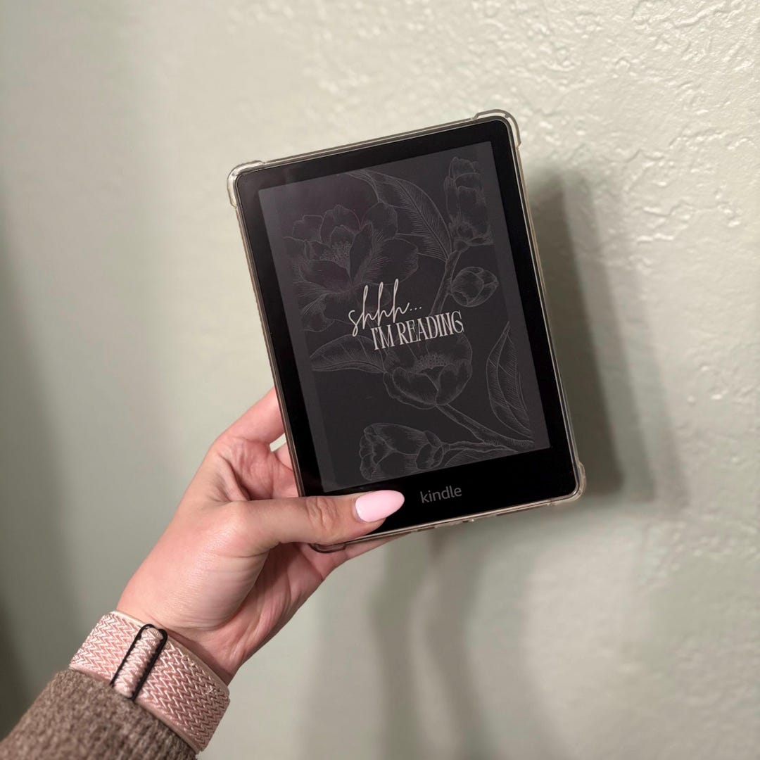 Shh I'm Reading Kindle Background Wallpaper Black Florals - Etsy