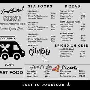 Customizable Digital Food Truck Menu Templates|food Template| Food ...