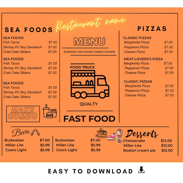 Food Trailer Menu - Etsy