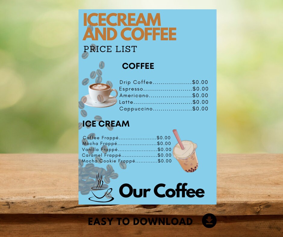 Customizable Digital Cafe Menu Templatescustom Cafe Digital Menu ...