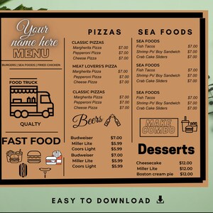Customizable Digital Food Truck Menu Templates|food Template| Food ...