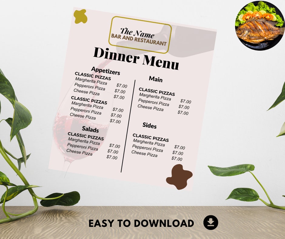 Customizable Digital Diner Menu Templates | Food Menu | Retro Diner ...