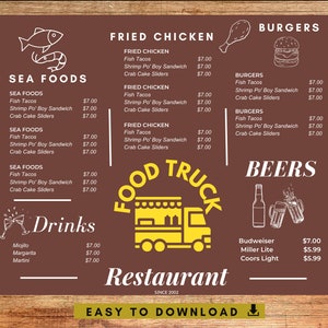 Customizable Digital Food Truck Menu Templates|food Template| Food ...