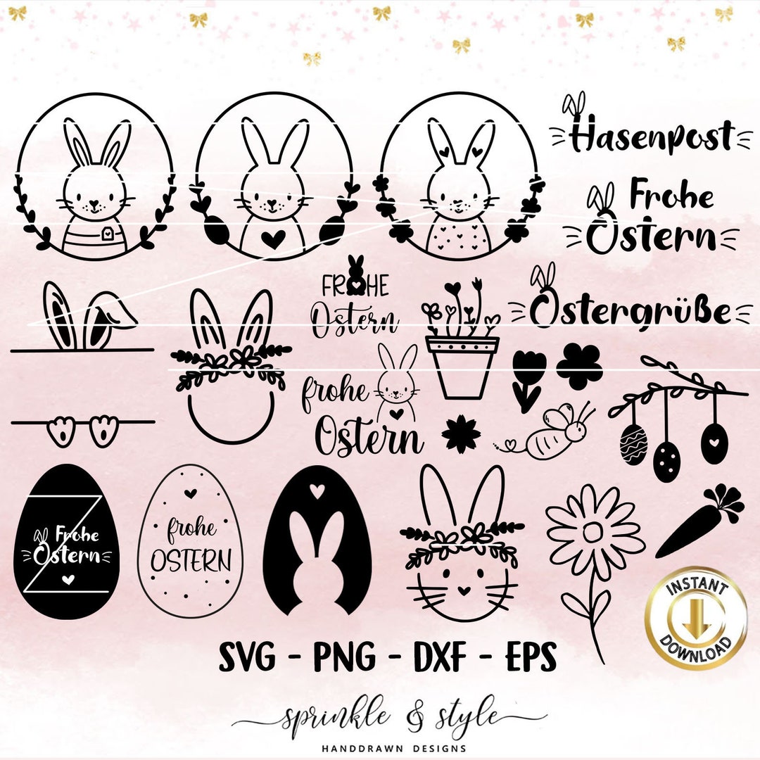 Frohe Ostern Plotter Datei, Plotter File SVG PNG Hase, Plotterdatei ...