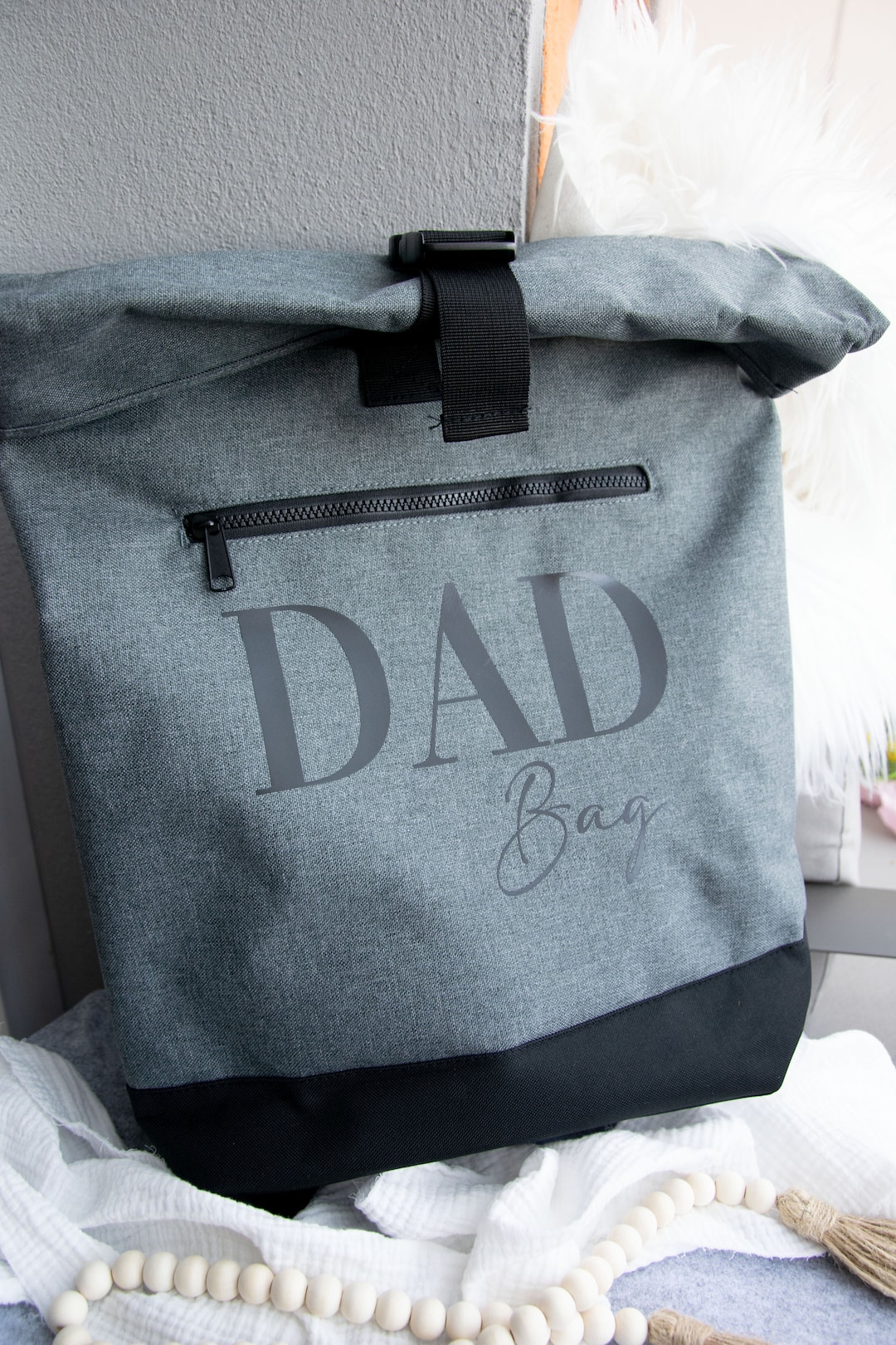 Roll Top Backpack DAD of MOM Backpack MOM Dad Backpack Personalized ...