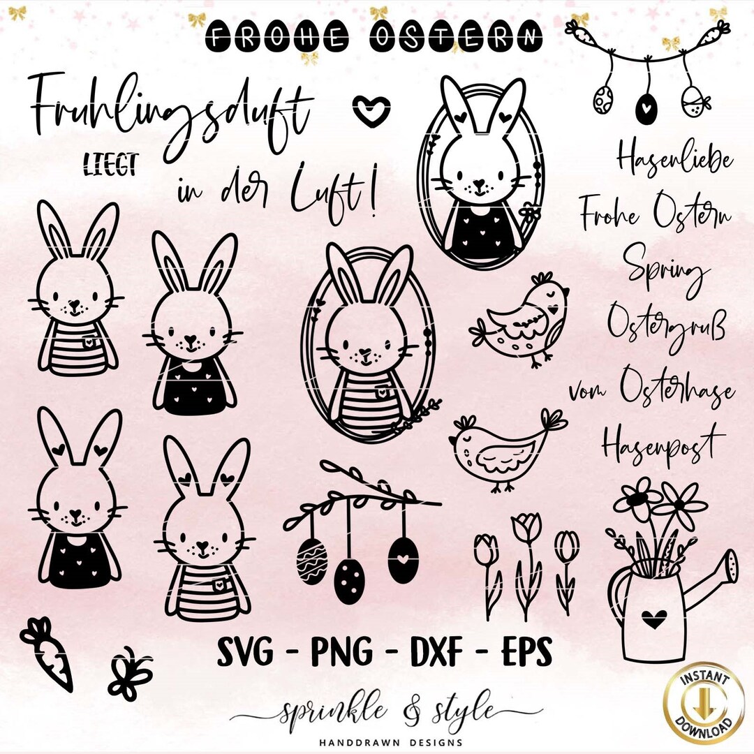 Frohe Ostern Plotter Datei, Plotter File SVG PNG Hase, Plotterdatei ... Frohe Ostern Plotter Datei, Plotter File SVG PNG Hase, Plotterdatei ...