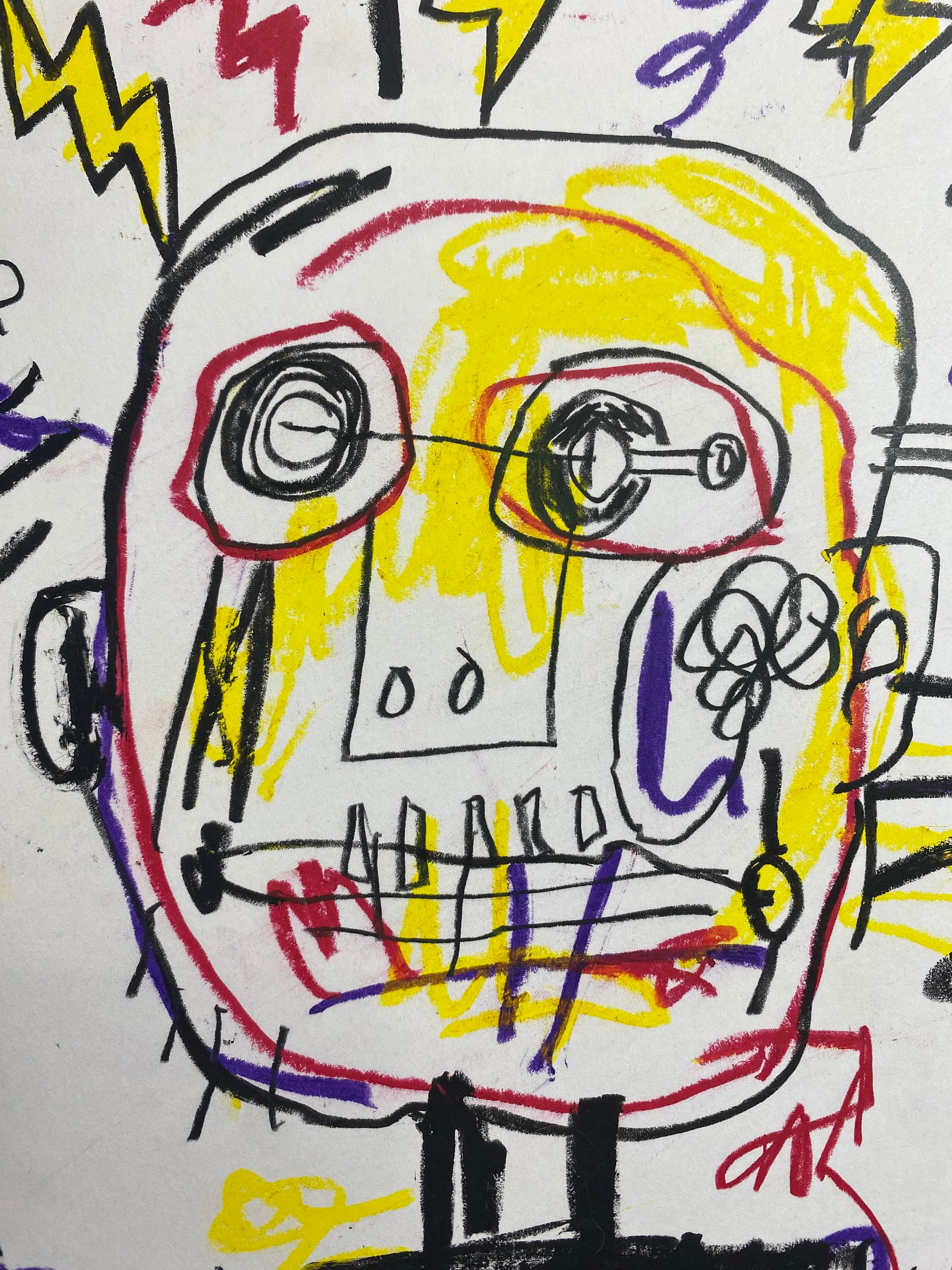 Jean Michel Basquiat Abstract Head Drawing, Original Mixed Media Art - Etsy